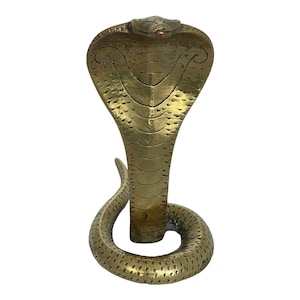 Vintage Brass Cobra Figurine, Brass Snake Ornament, Cobra Statue, Snake ...