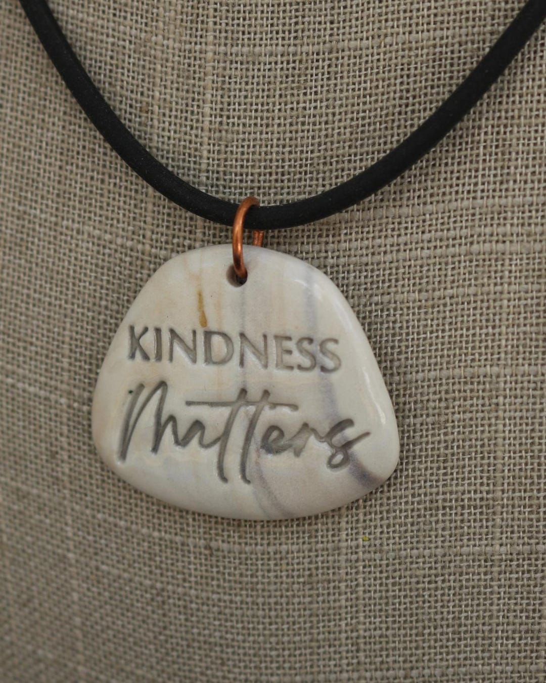 Handmade Porcelain Pendant Necklace - Good Vibes, Kindness Matters - Etsy