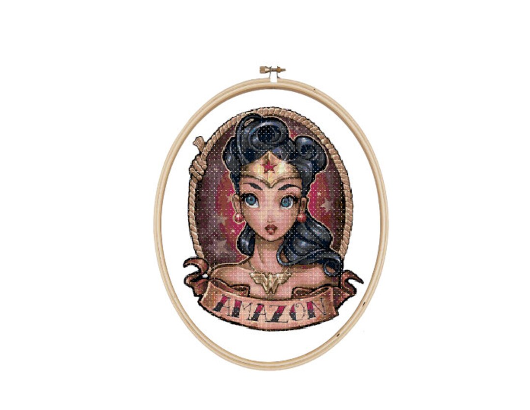 Amazon Portrait Cross Stitch Pattern Wonder Woman Theme Strong Women ...