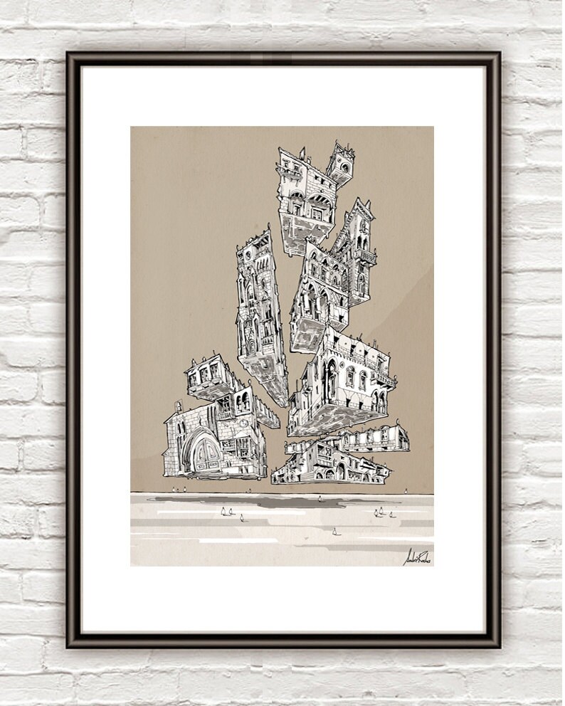 Gothic Gravitation Surrealism Architectural Drawing - Etsy