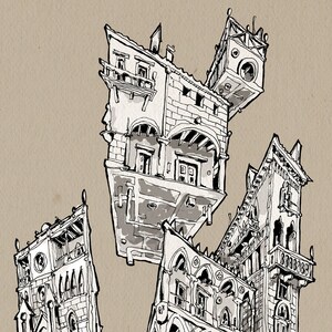 Gothic Gravitation Surrealism Architectural Drawing - Etsy