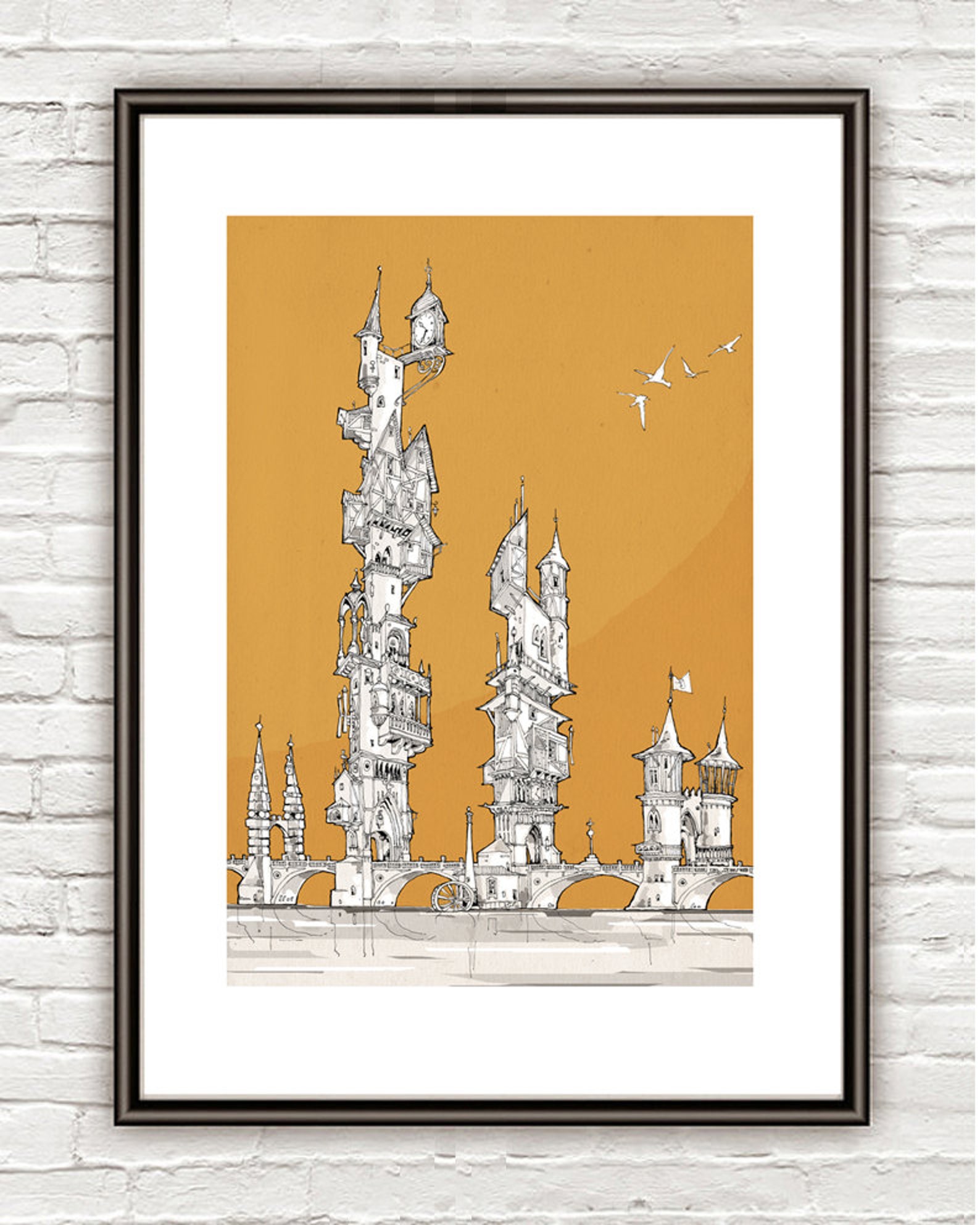 Tower Bridge Surrealism architectural Drawing Architecture | Etsy
