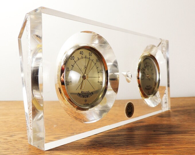 Modernist Era Rosstex Lucite Thermometer Hygrometer Weather Station ...