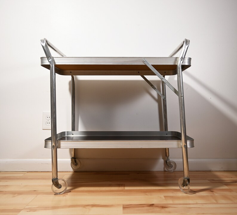 Vintage Mid Century Modern Metal Framed Formica Top Rolling | Etsy