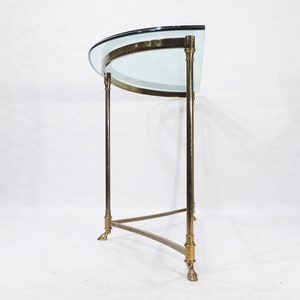 Vintage Half Moon Glass Top Brass Metal Claw Hoofed Feet Console Table ...