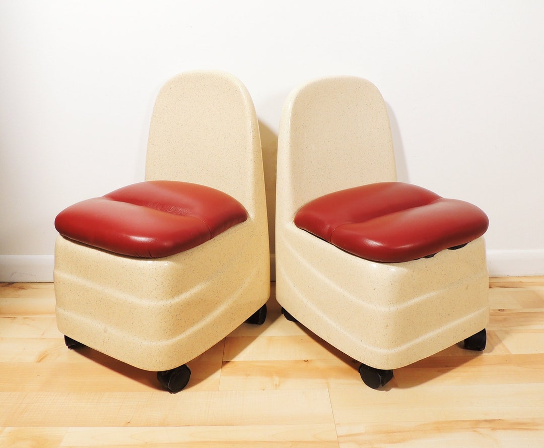 Set of 2 Mini MCM Era Shell Red Vinyl Kids Rolling Chair - Etsy