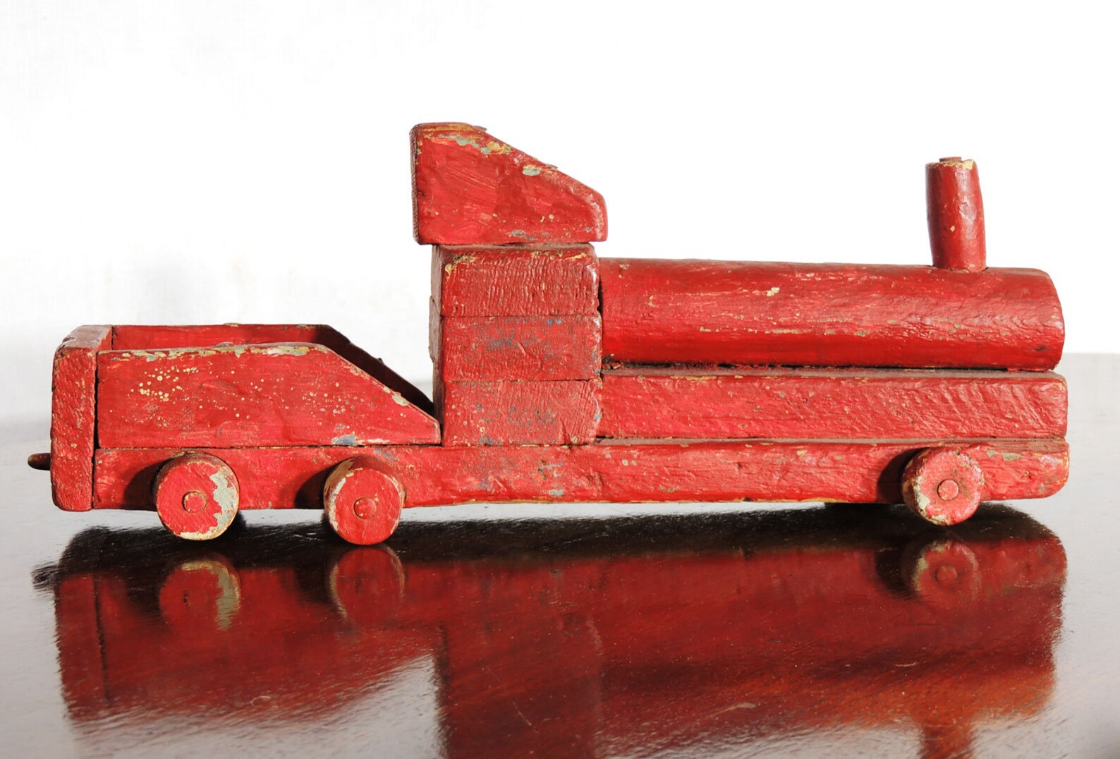 Antique Primitive Farm Toy Wood Barn Red Steam Train Rustic - Etsy