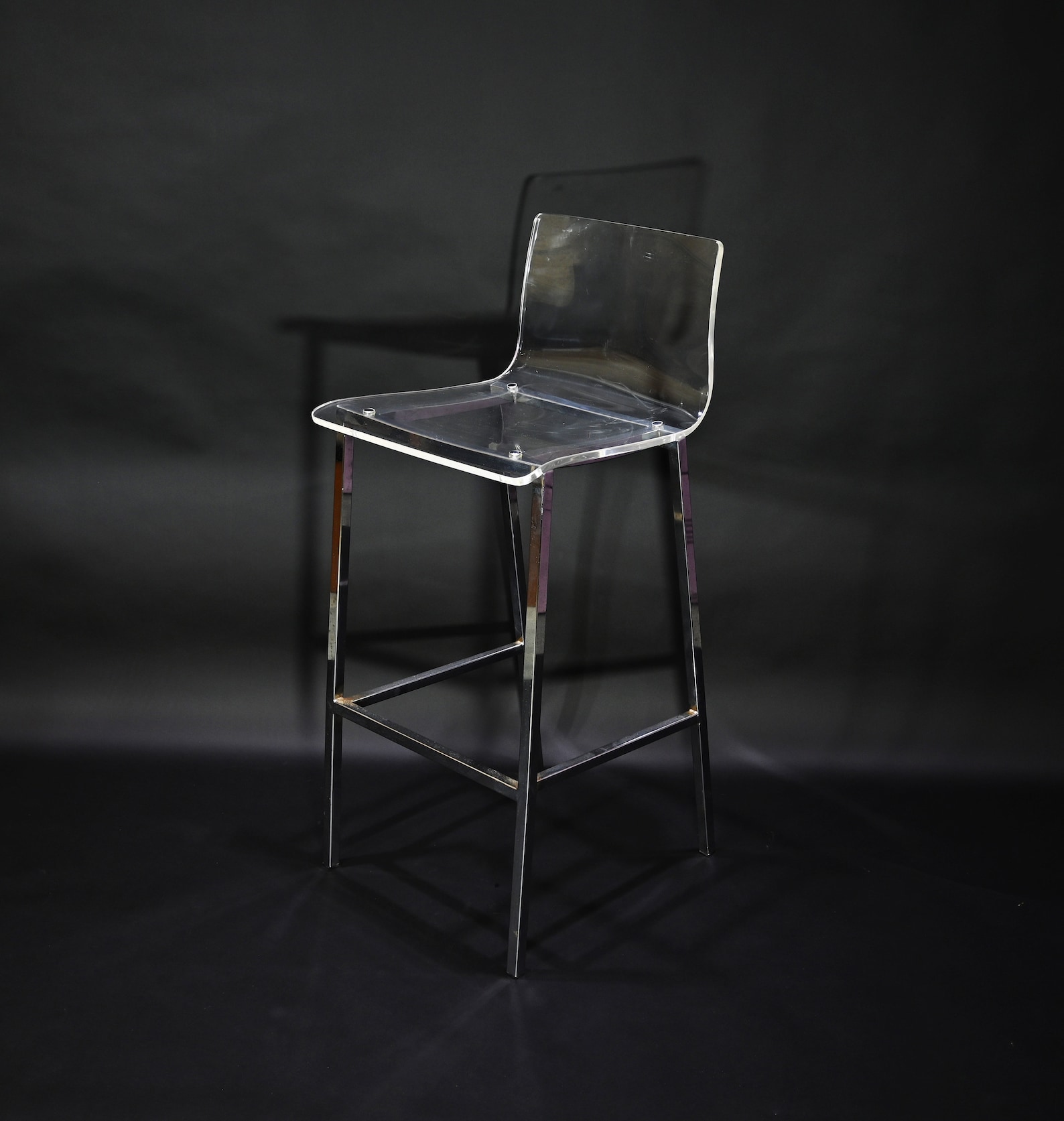 Two Metal Chrome Frame Lucite Seat Counter Top Cocktail Stool - Etsy