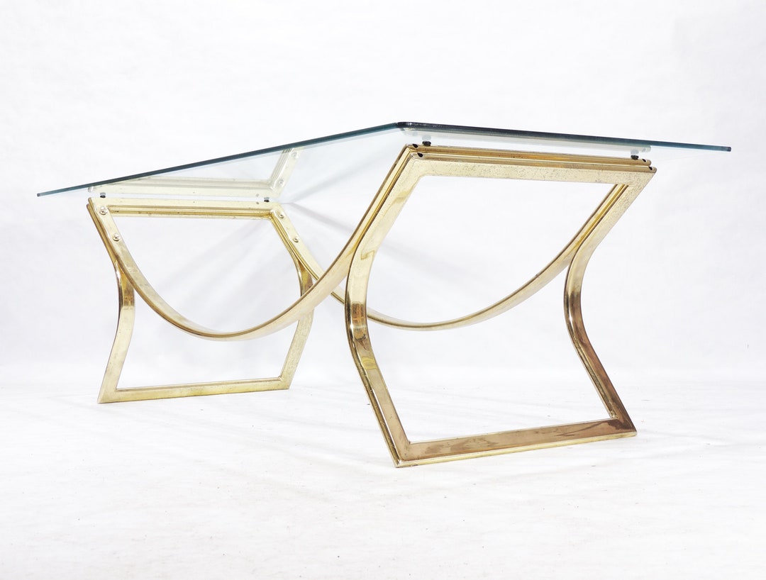 Vintage MCM Era Metal Rectangular Glass Top Cocktail Table - Etsy