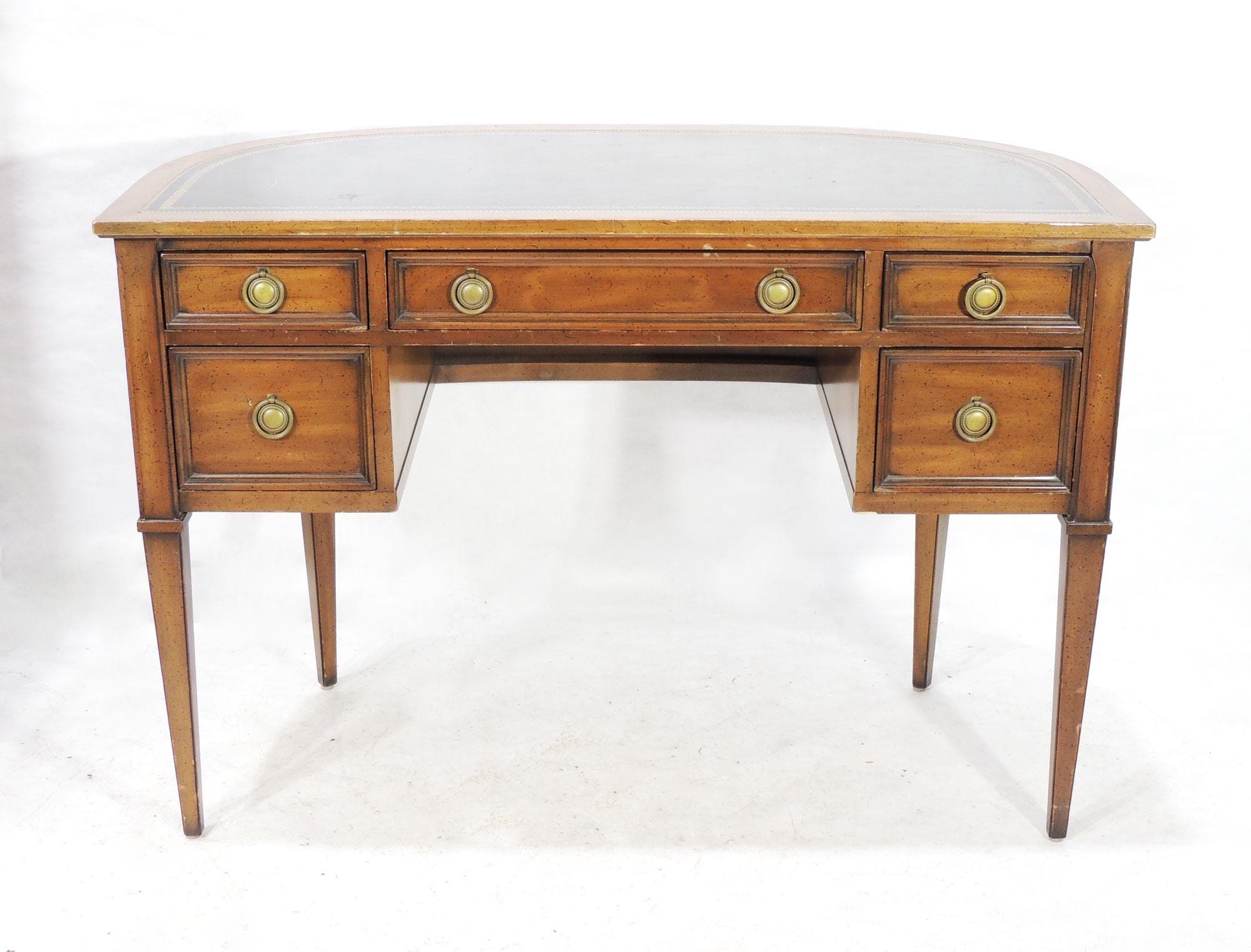 Vintage Sligh Lowry Black Top Five Drawers Half Moon Wood Writing Desk Local or Arrange Pickup Required Etsy
