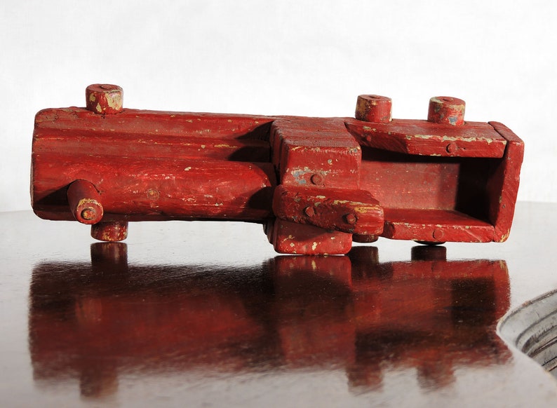 Antique Primitive Farm Toy Wood Barn Red Steam Train Rustic - Etsy