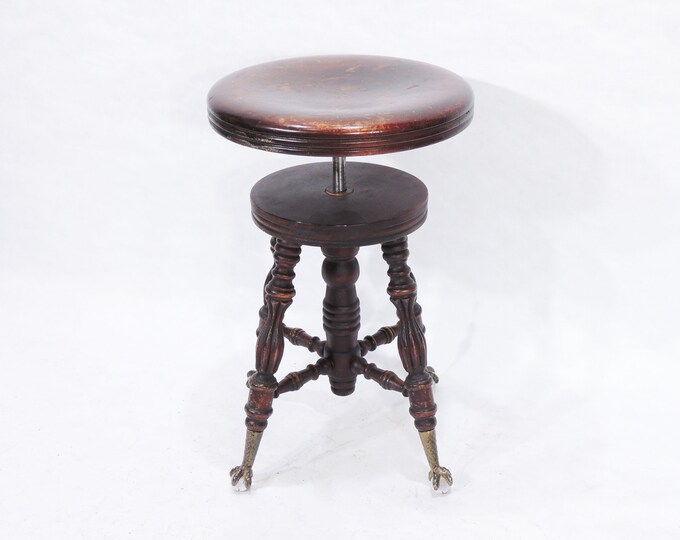 Antique A. Merriam Wood Metal Ball and Claw Legs Height Adjustable ...