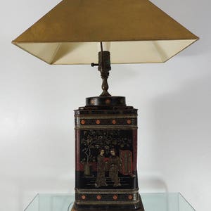 Great Rustic Wildwood Oriental Tin Table Lamp Wood Base Vintage - Etsy