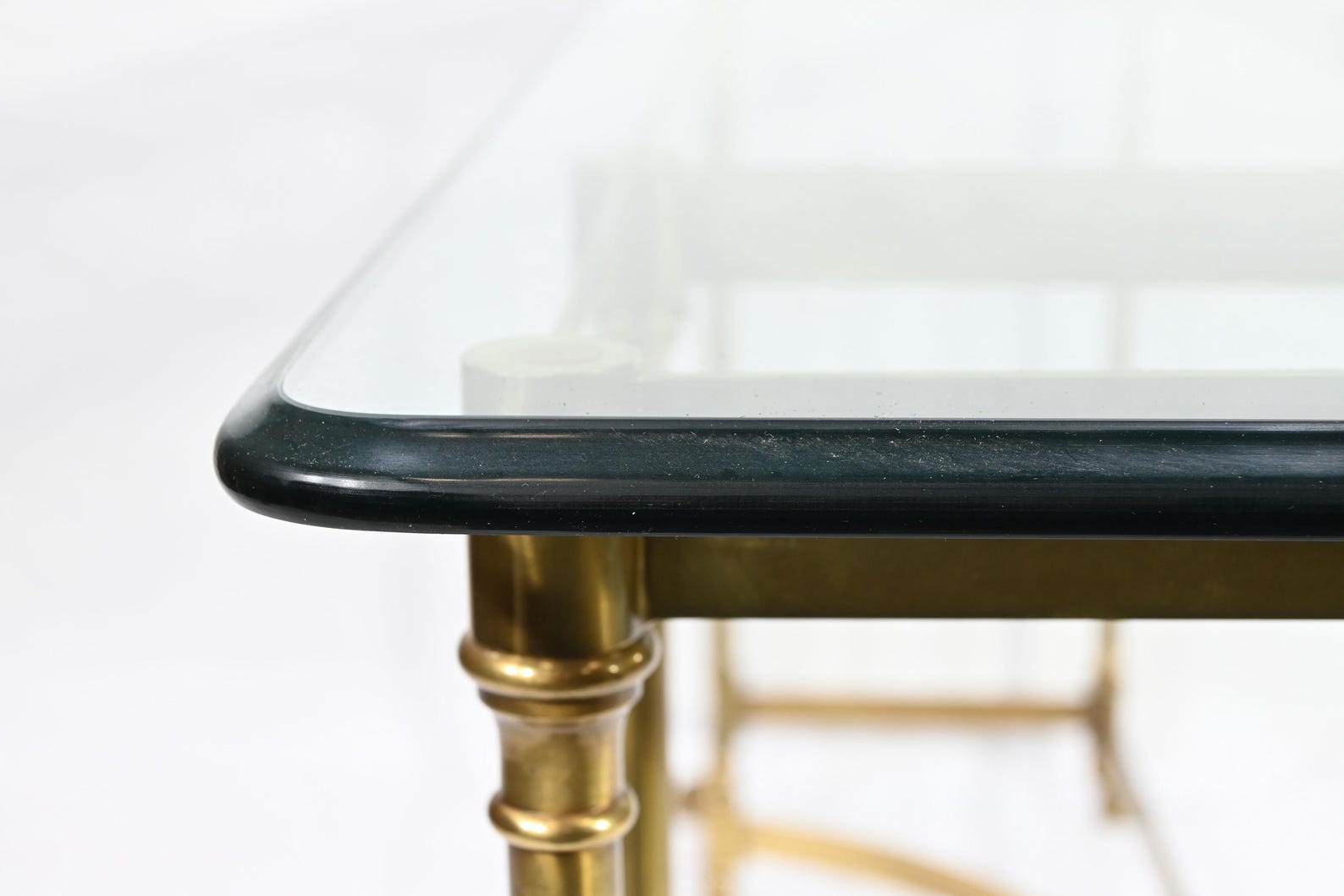 Labarge Beveled Glass Hoof Feet Hollywood Regency Brass Console Table ...