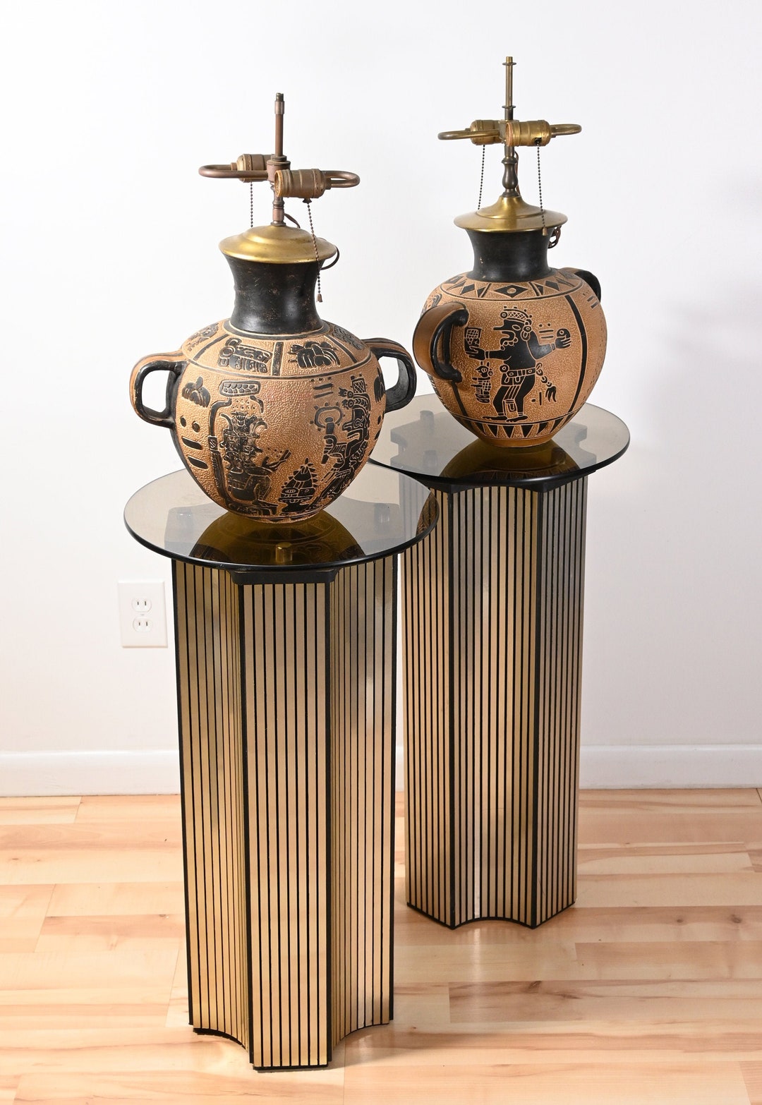 Vintage Pair of Handcrafted Mayan-style Ceramic Table Lamps - Etsy