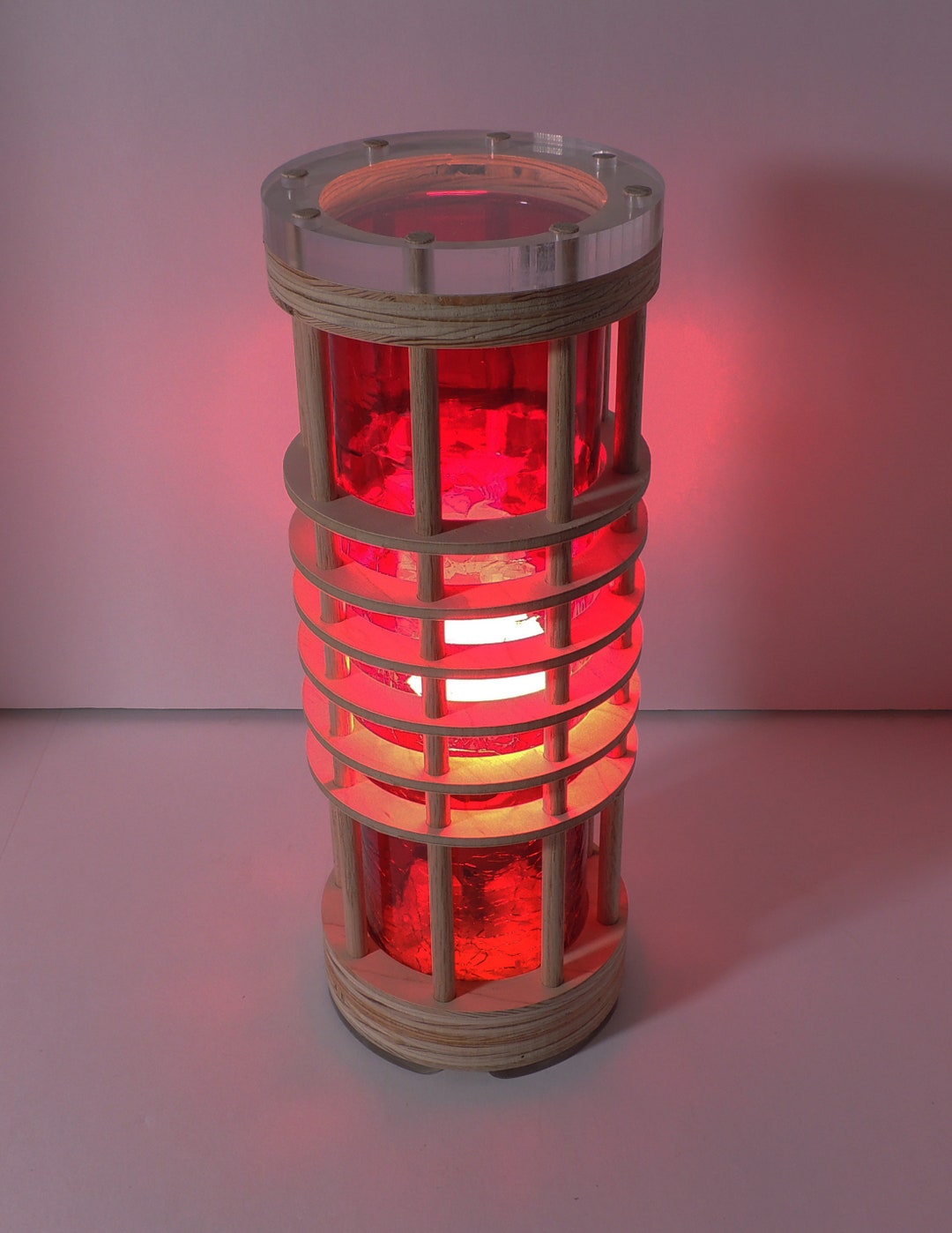 Unique Space Age Design Table Light 'power Cell Red' Lucite Glass ...