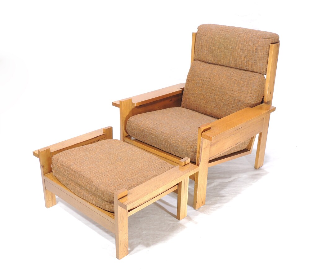 Vintage MCM Era Thomasville Wood Lounge Chair and Ottoman 1976 - LOCAL ...