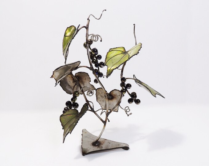 Original Brutalist Metal Art Grapes Wine Plant Sculpture by Howard ...