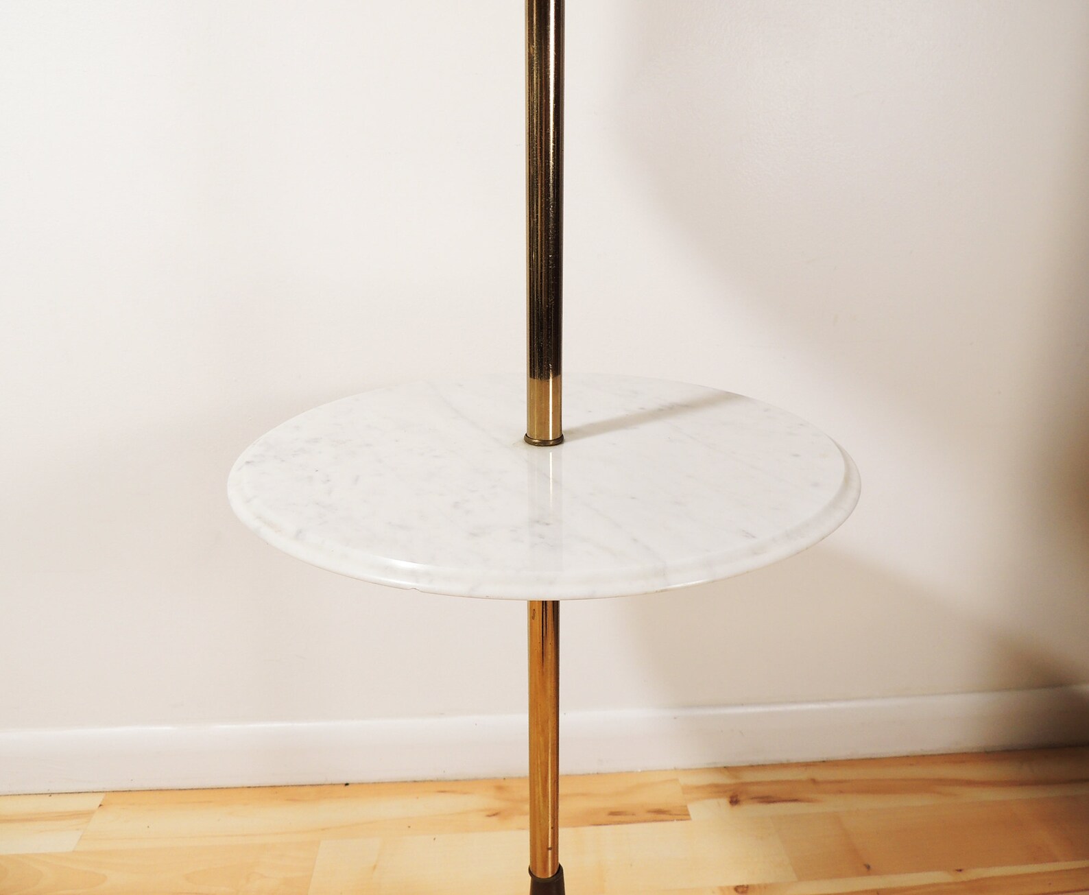 MCM Era Wood Round Marble Table Floor Lamp with Shade | Etsy