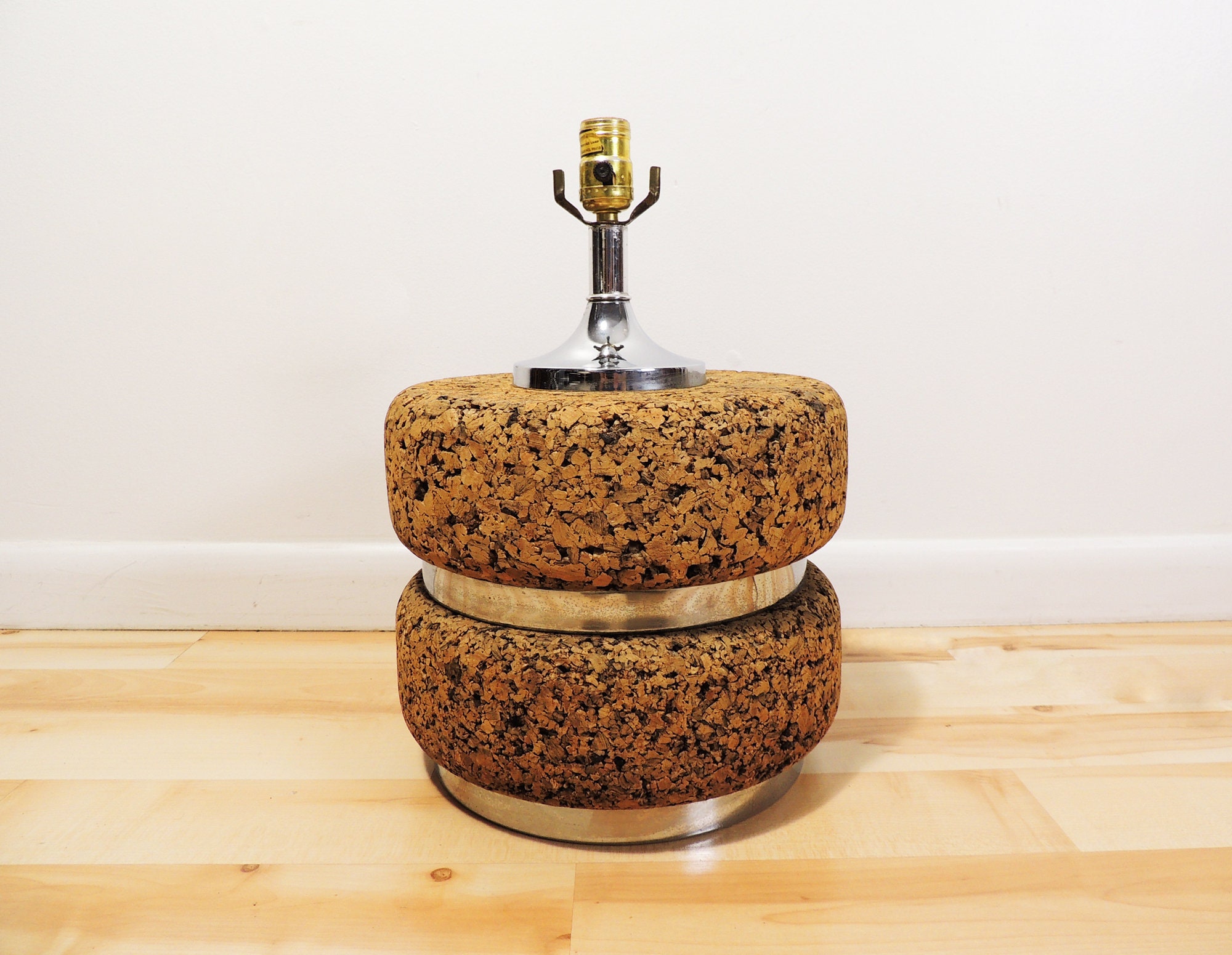 MCM Era Cork & Chrome Table Lamp - Etsy