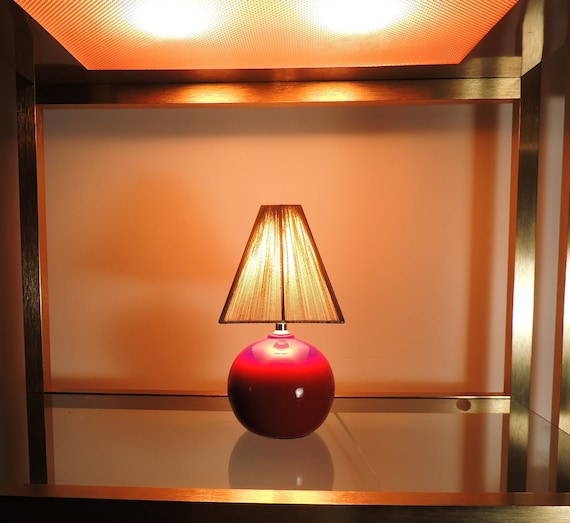 Vintage Red Accent Lamp Gold Shade - Etsy