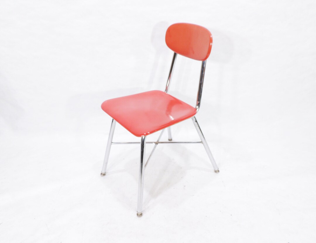 MCM Era Ivy League School Furniture Red Metal Desk Chair - Etsy