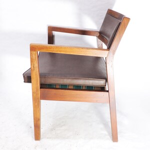 Modernist Era Gregson Brown Leather Seat Solid Wood Conference Armchair ...
