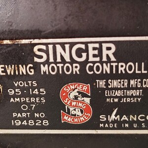 Vintage Rotary Singer Collectible Sewing Machine With Motor and Foot ...