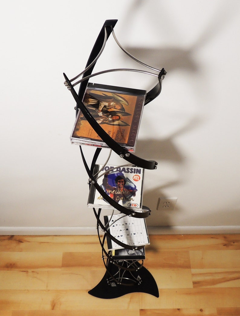 Postmodern Black Metal Spiral CD Rack Sculpture 57 Tall | Etsy