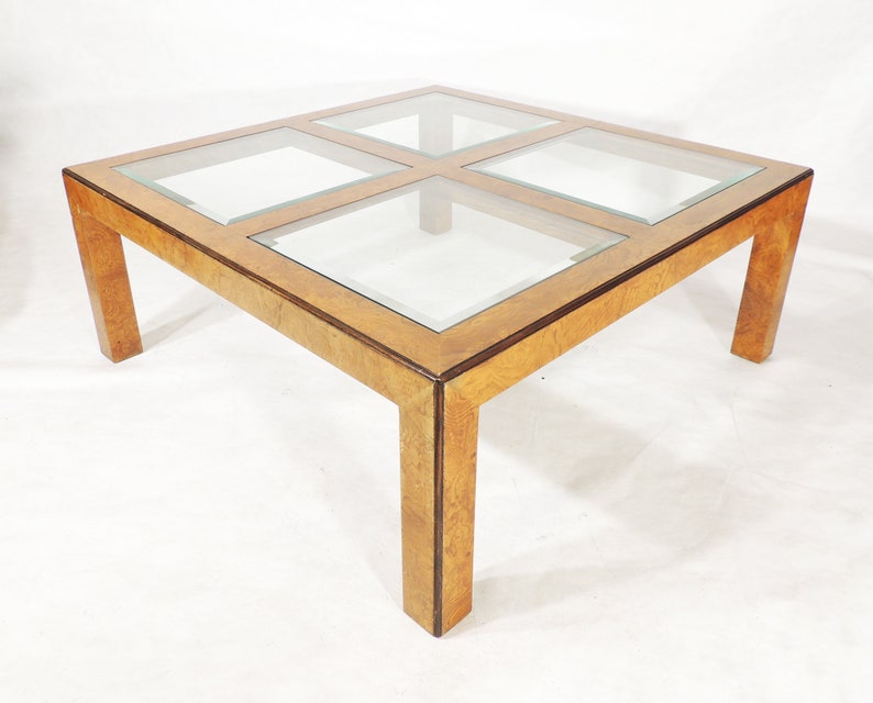 MCM Era John Widdicomb Burl Wood Four Glass Panels Cocktail - Etsy