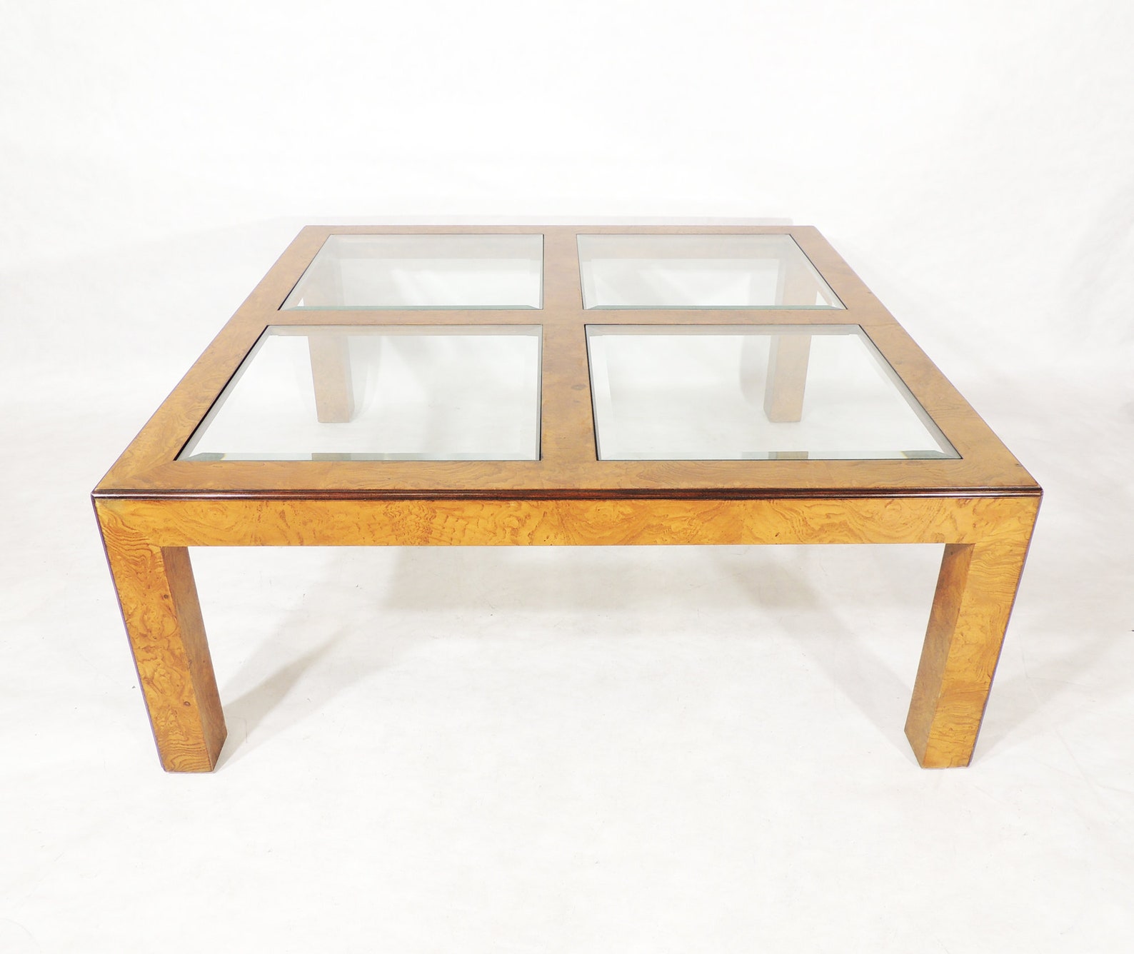 MCM Era John Widdicomb Burl Wood Four Glass Panels Cocktail - Etsy