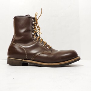 Vintage Rustic American Made Brown Leather Work Boots Armortred Hypalon ...