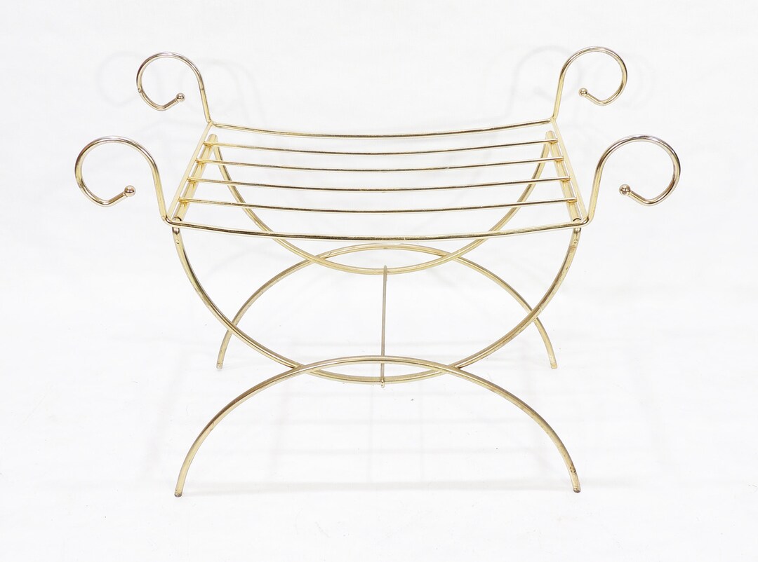 MCM Era Brass Metal Wire Vanity Stool - Etsy