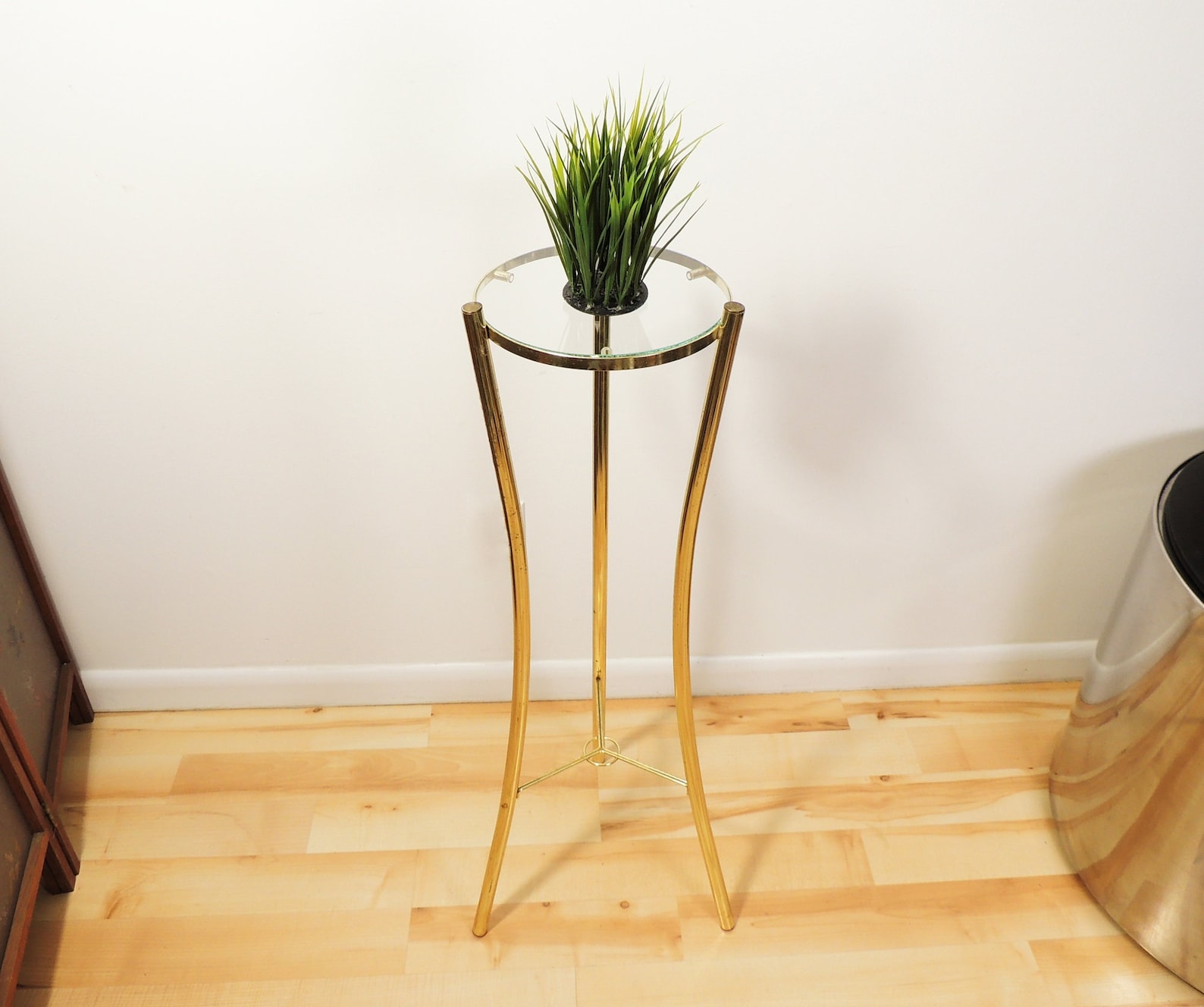 Metal Glass Tubular Tall Pedestal Plant Stand Side End Table - Etsy