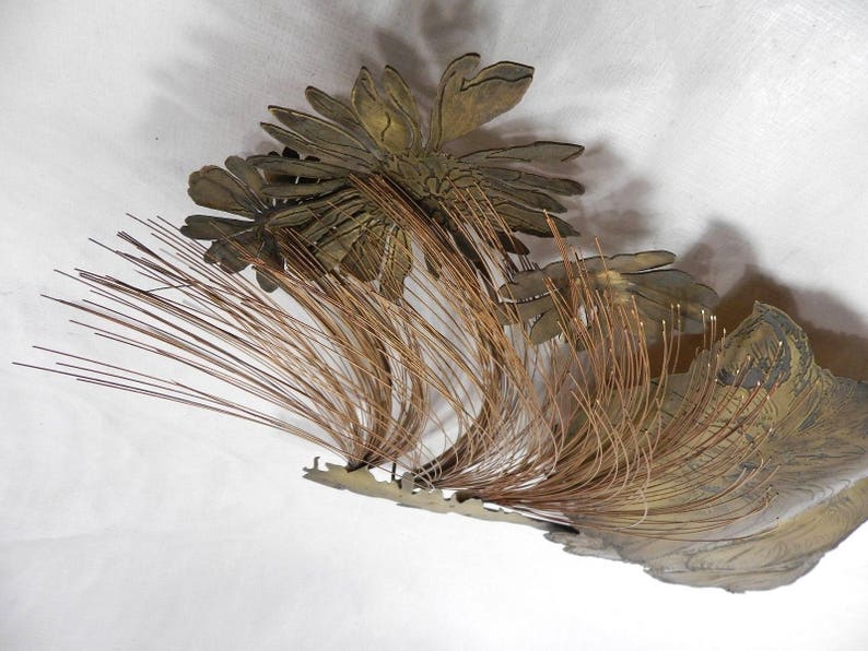 Vintage Original Bijan Mid-Century Cat in Grass Metal Signed | Etsy