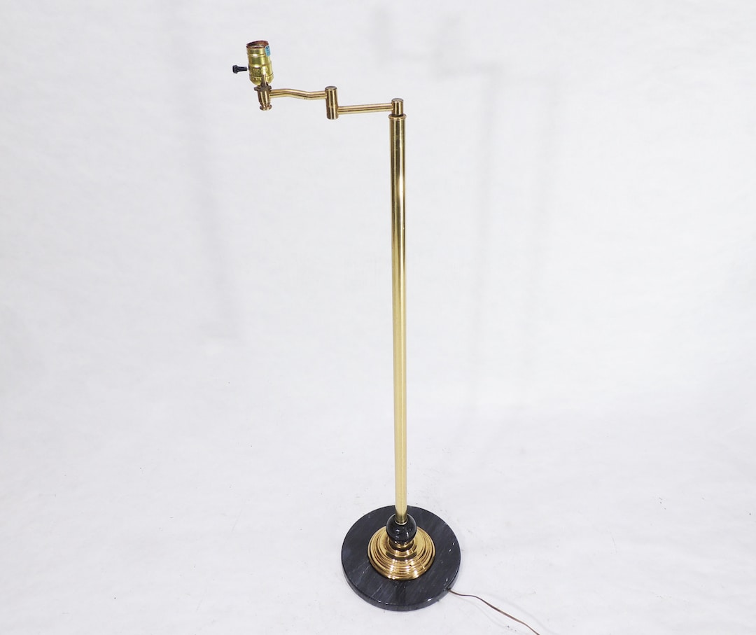 MCM Era Metal Swing Arm Floor Lamp With Round Marble Base - Etsy