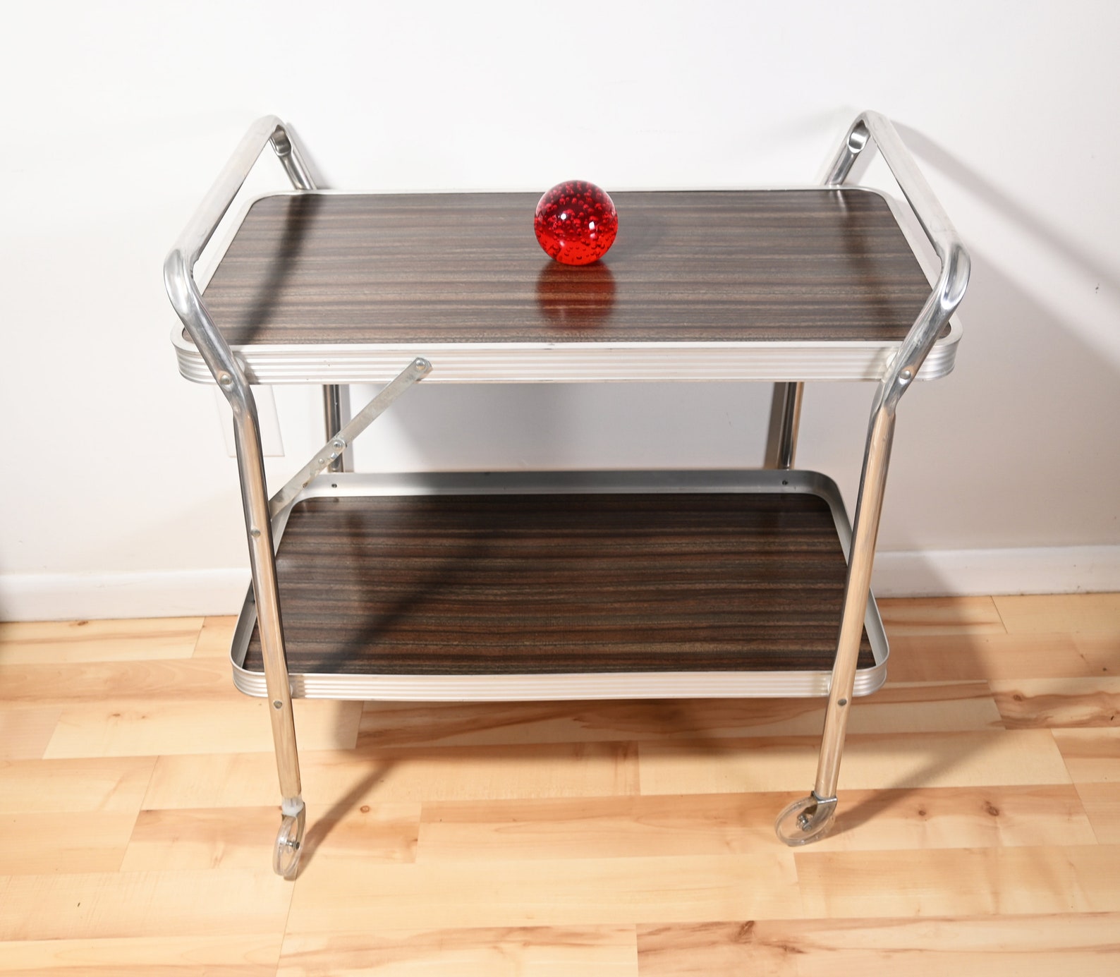 Vintage Mid Century Modern Metal Framed Formica Top Rolling | Etsy