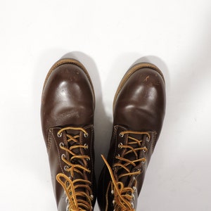 Vintage Rustic American Made Brown Leather Work Boots Armortred Hypalon ...