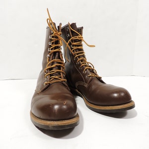 Vintage Rustic American Made Brown Leather Work Boots Armortred Hypalon ...