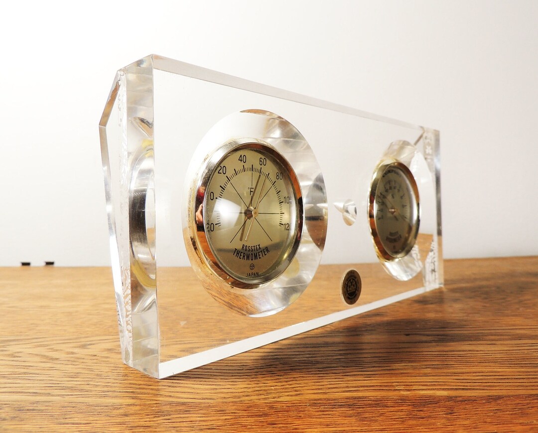 Modernist Era Rosstex Lucite Thermometer Hygrometer Weather Station ...