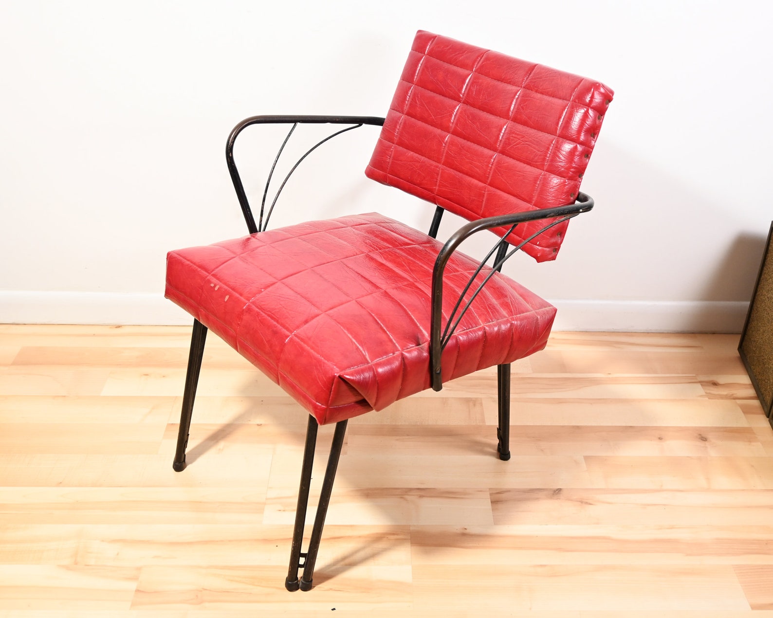 MCM Era Red Vinyl Rectangular Lounge Chair | Etsy