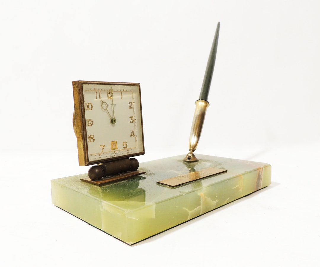 Vintage Sheaffer Onyx Base Fountain Pen Holder With Rotating Semca Desk ...