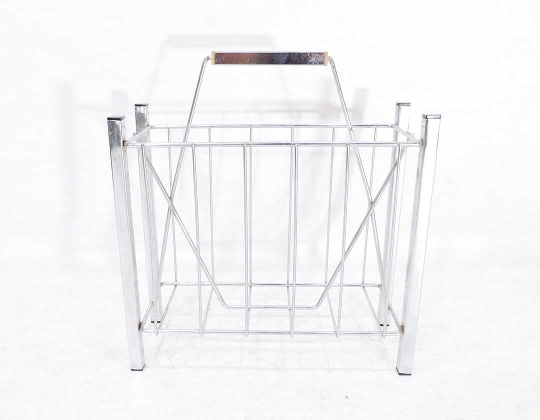 MCM Era Metal Chrome Magazine Rack With Handle - Etsy
