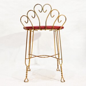 Vintage MCM Era Vinyl Rustic Metal Wire Mini Vanity Chair - Etsy
