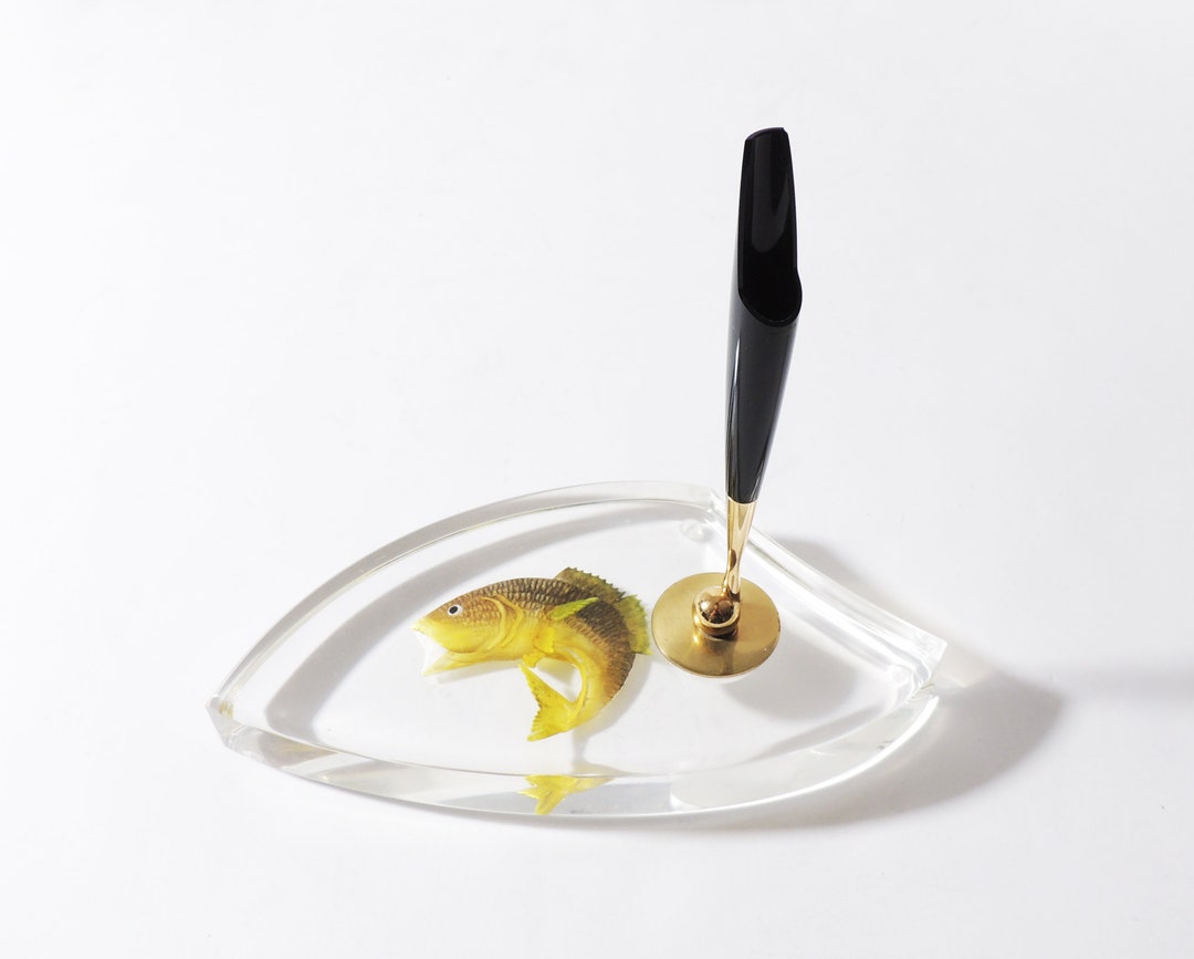 Lucite Base Bass Fish Desk Pen Holder - Etsy