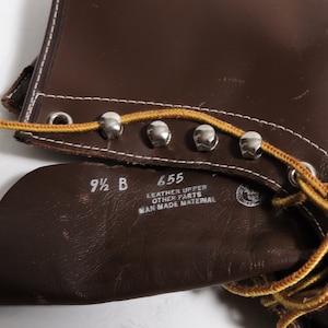 Vintage Rustic American Made Brown Leather Work Boots Armortred Hypalon ...