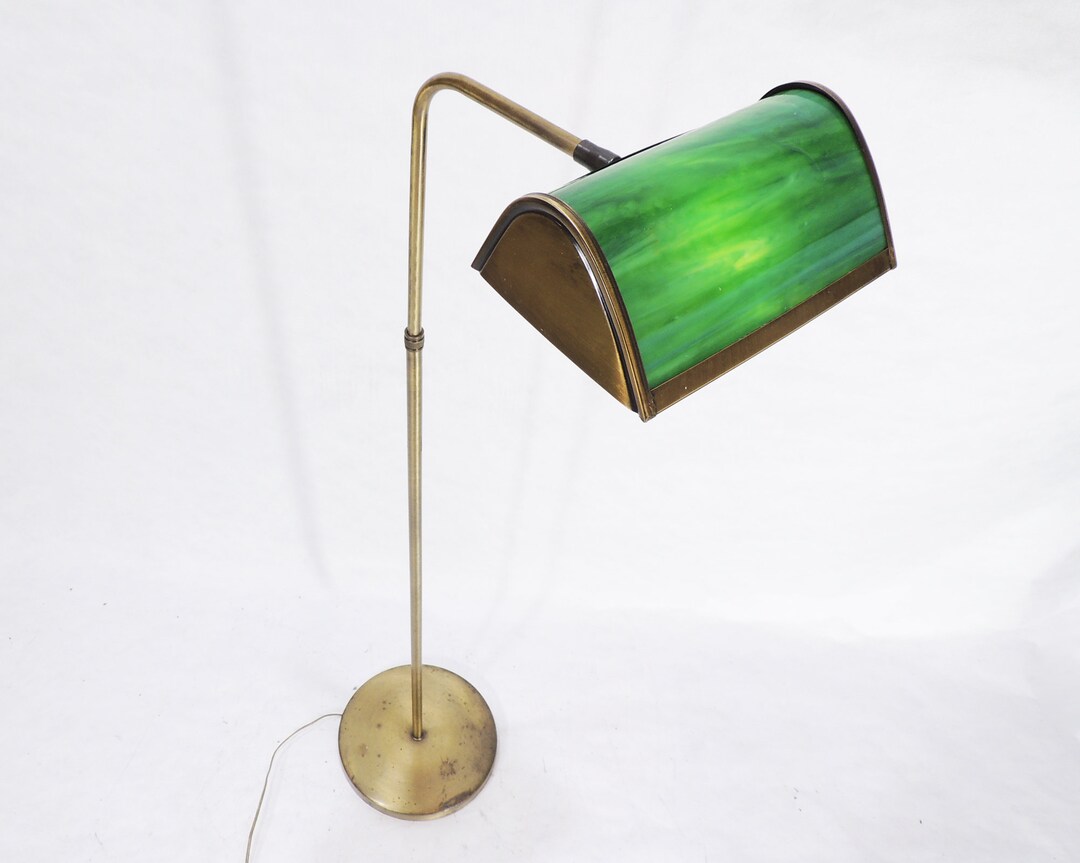 MCM Era Green Shade Metal Banker Style Marks Lamps by Prestige Floor ...