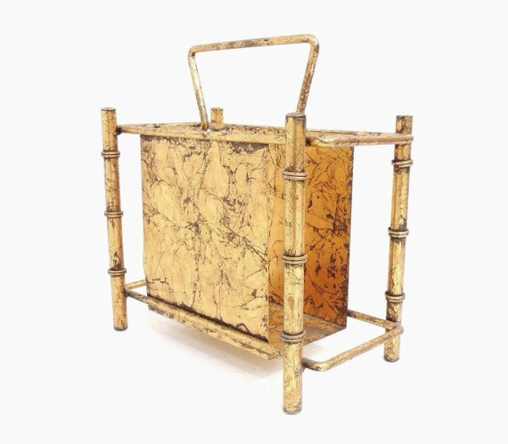 MCM Era Hollywood Regency Gilt Decorated Bamboo Style Rustic | Etsy