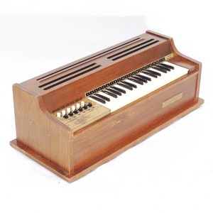 MCM Era Magnus Prelude Wood Metal Rustic Electric Table Piano Keyboard ...
