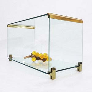 MCM Era Brass Metal Finish Waterfall Style Shelved Glass Mini Display ...